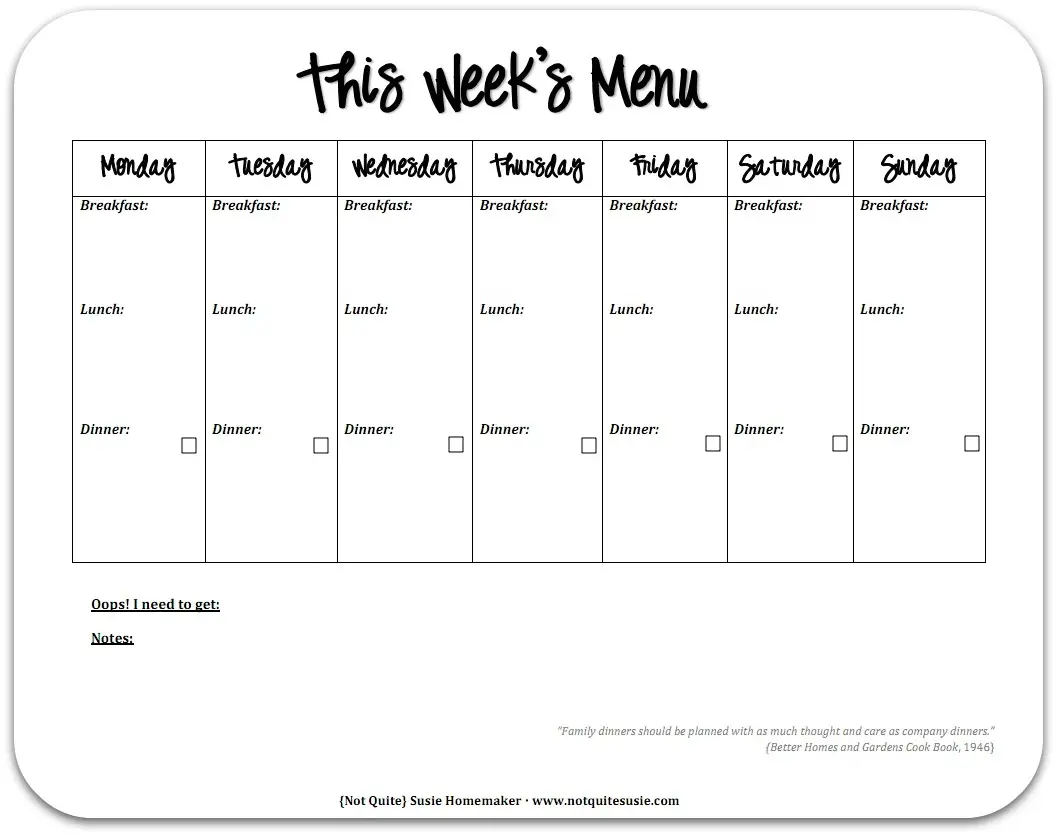 28 Useful Printable Monthly Meal Planners Kitty Baby Love