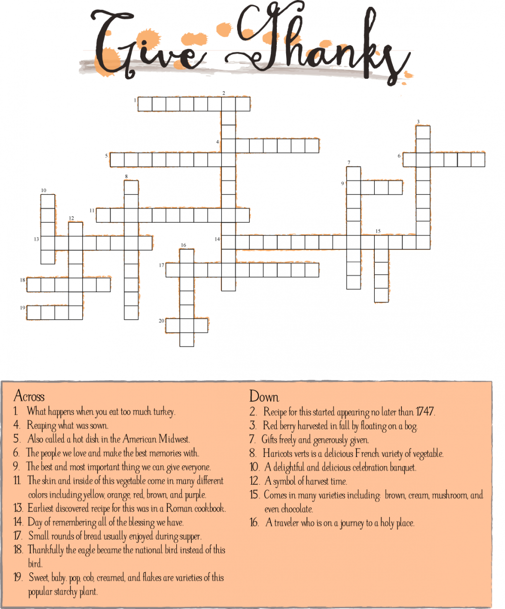10 Superfun Thanksgiving Crossword Puzzles Kitty Baby Love