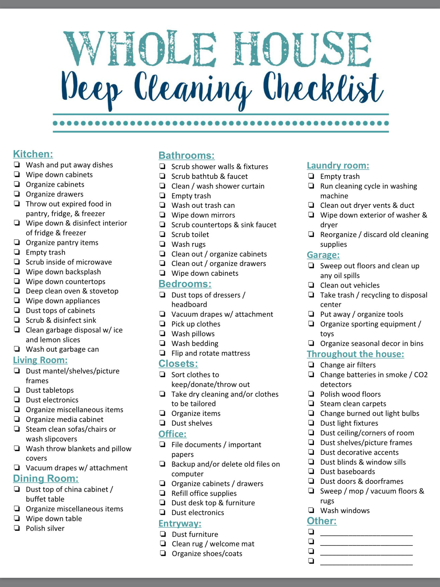 Free Printable Cleaning Cleaning Printable Cleaning Checklist Printable 