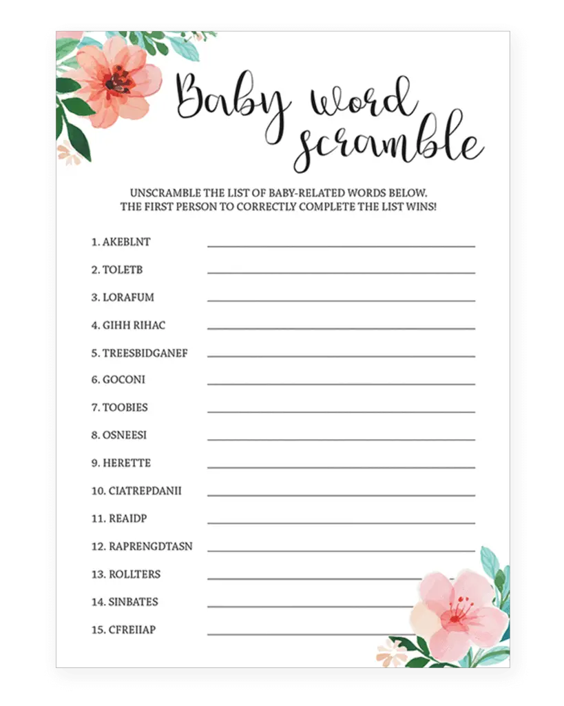 36 Adorable Baby Shower Word Scrambles Kitty Baby Love