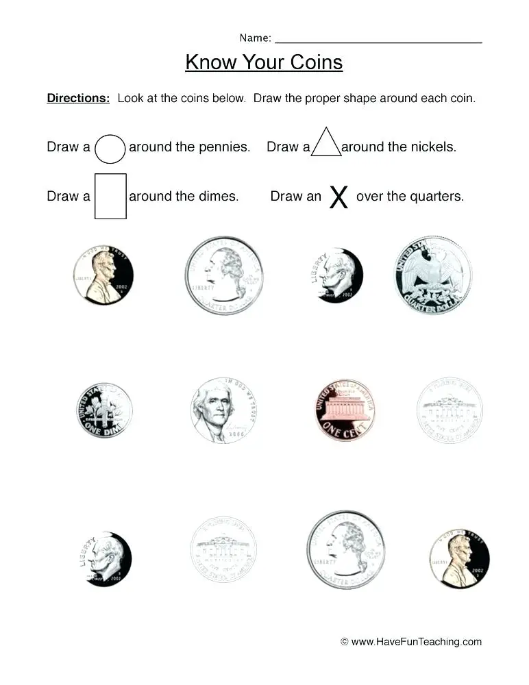 Identify Money Worksheets