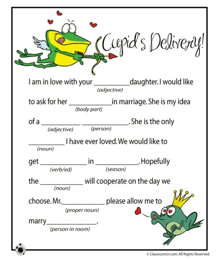 19 Romantic Valentine Mad Libs - Kitty Baby Love