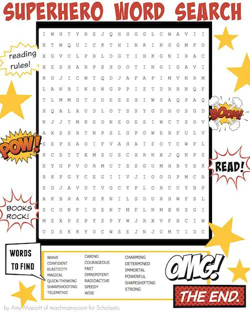 10 Superheroes Word Search Printables for All - Kitty Baby Love