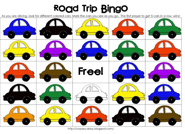 28 Amusing Road Trip Bingo Templates - Kitty Baby Love