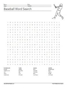 12 Playful Baseball Word Search Printables - Kitty Baby Love