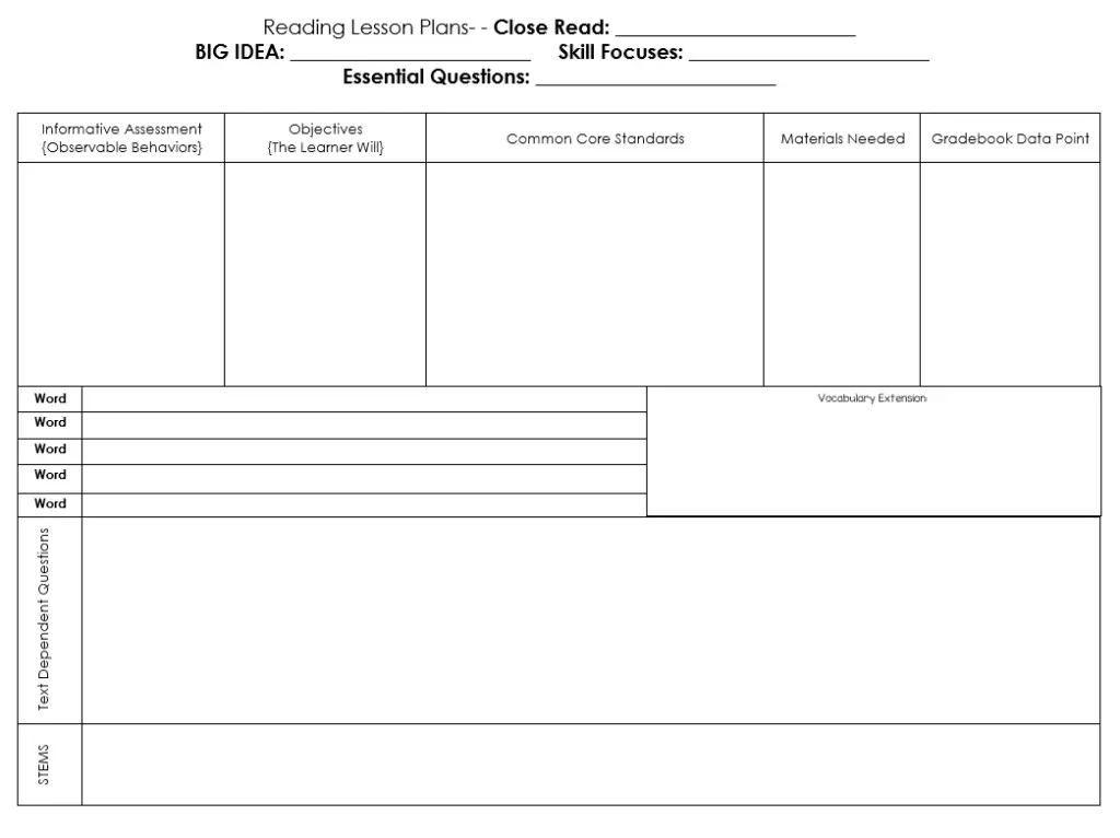 16 Guided Reading Lesson Plan Templates - Kitty Baby Love