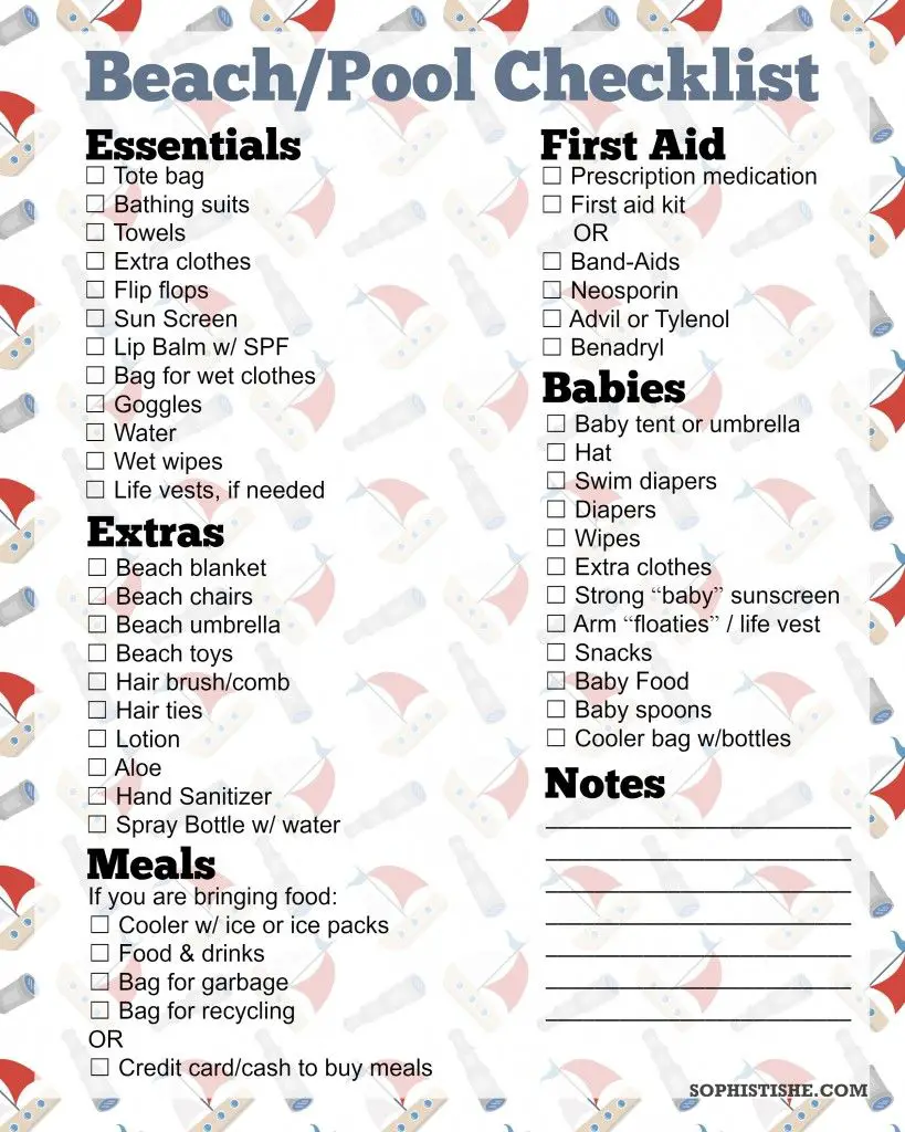 22 Practical Beach Checklists - Kitty Baby Love