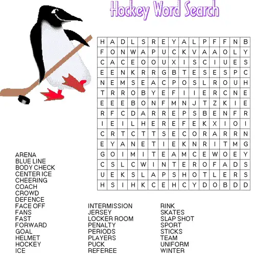 12 Engaging Hockey Word Searches - Kitty Baby Love