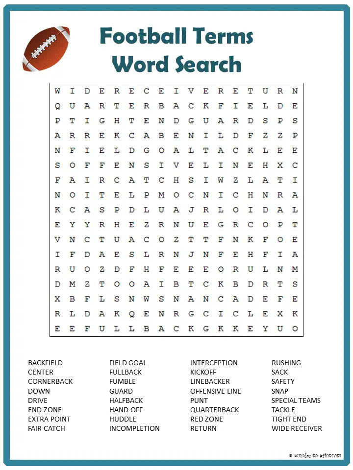10 Exciting NFL Teams Word Searches - Kitty Baby Love