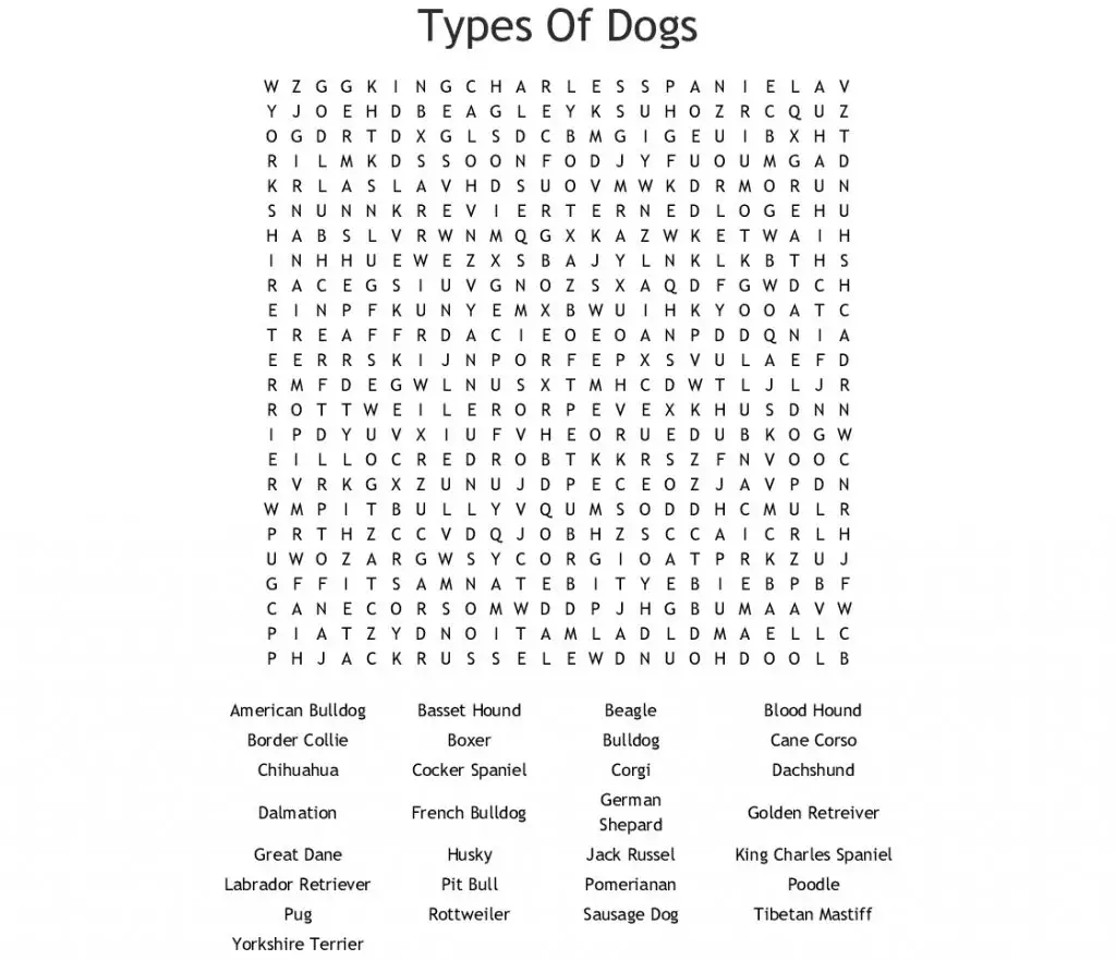 16 Informative Dog Breed Word Searches | KittyBabyLove.com