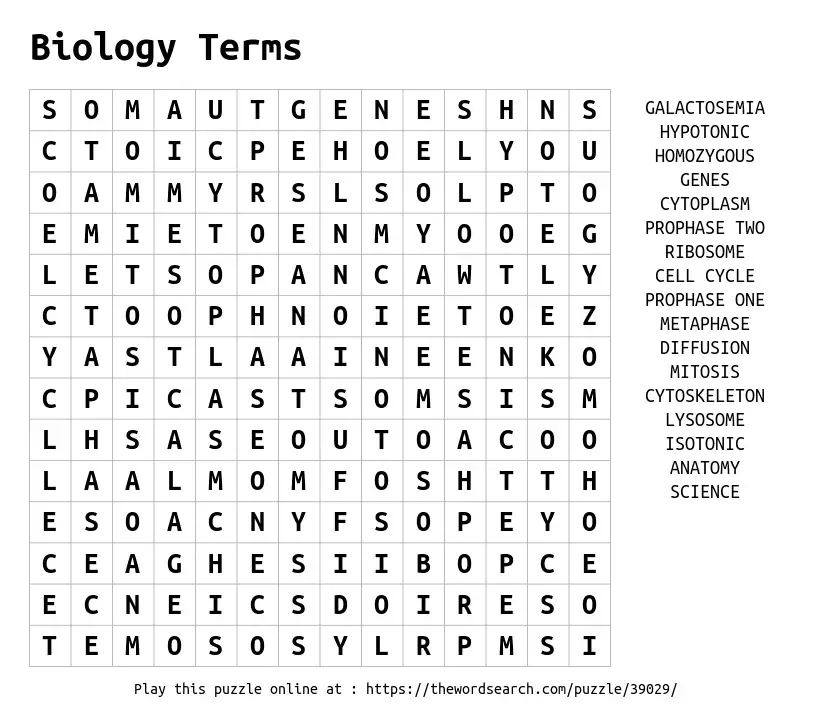 8 Educative Biology Word Searches - Kitty Baby Love