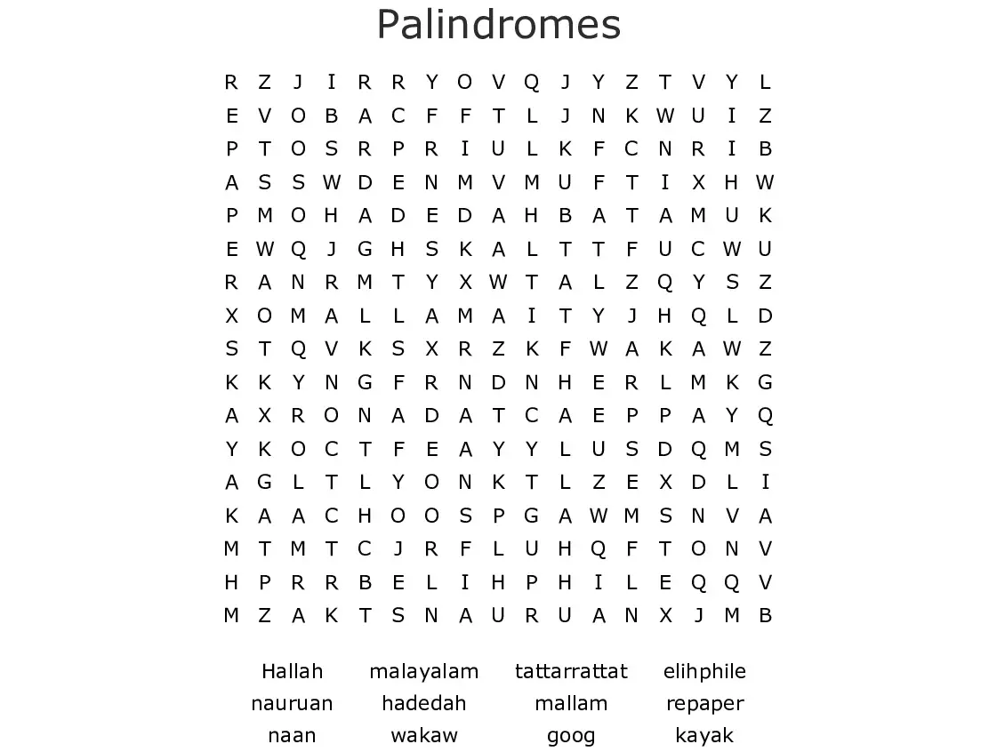 5 Gripping Palindrome Word Search Puzzles - Kitty Baby Love