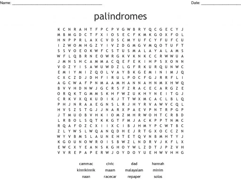 5 Gripping Palindrome Word Search Puzzles | KittyBabyLove.com